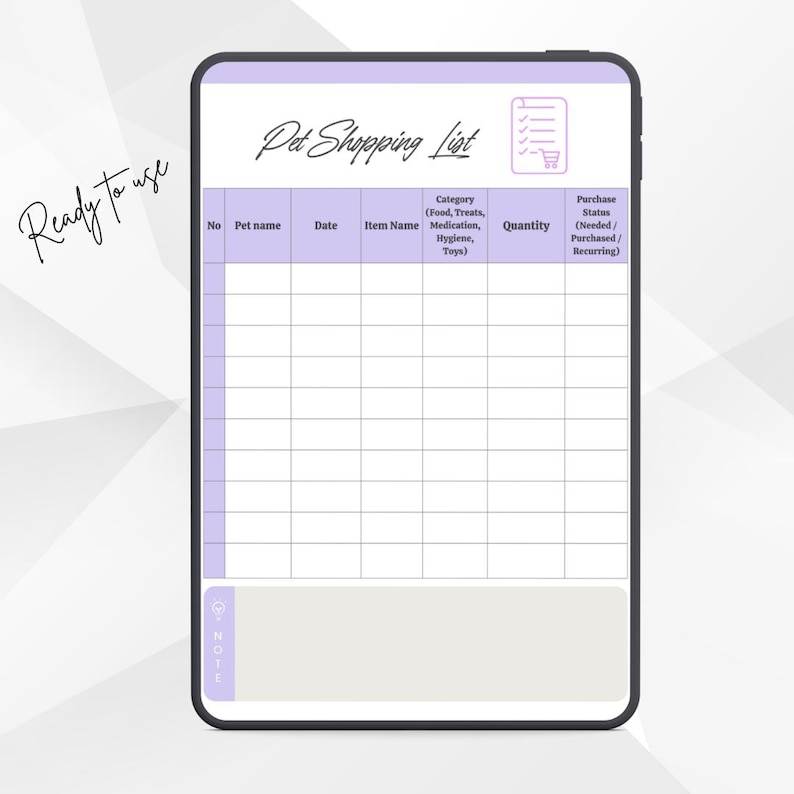 Pet Shopping List Printable PDF PNG | Dog & Cat Supply Checklist | Pet ...