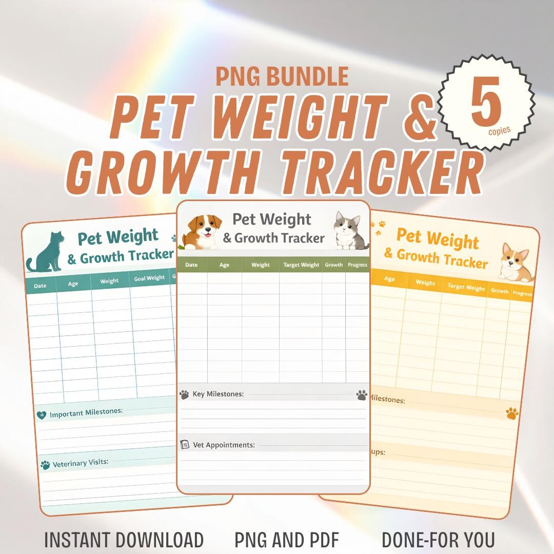 Pet Weight Growth Tracker Printable | Animal Weight Log Chart | Pet ...
