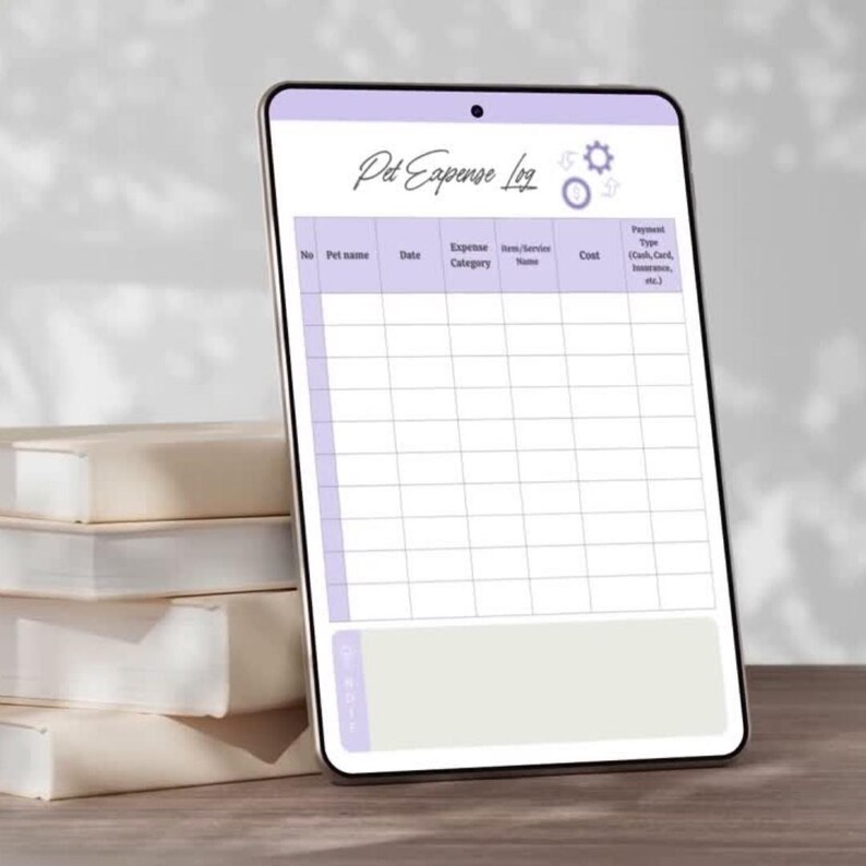 Pet Expense Log Printable PDF PNG | Dog & Cat Budget Tracker | Pet Care ...