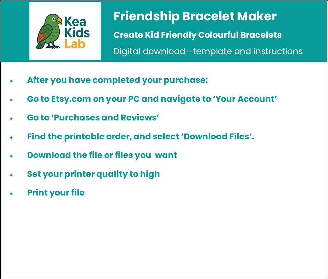 Friendship Bracelet Printable for Kids | Easy Kumihimo Template ...