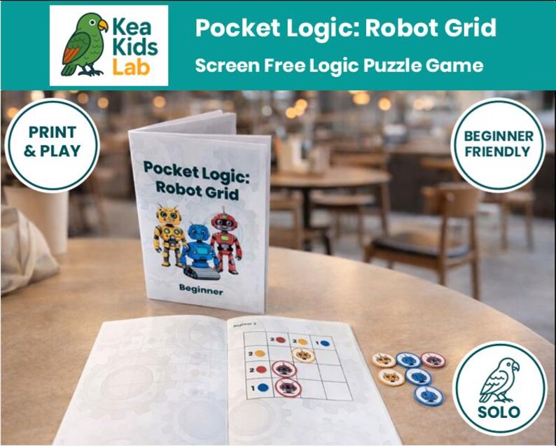 Pocket Logic: Robot Grid - Beginner - Screen Free Logic Puzzle Game for ...