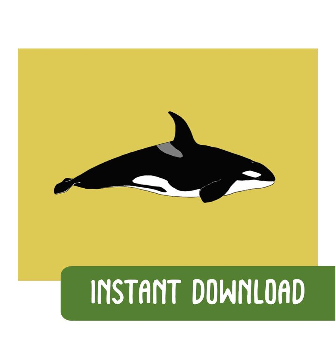 Orca Print - Mustard - Yellow - Killer Whale - Hand Illustrated ...