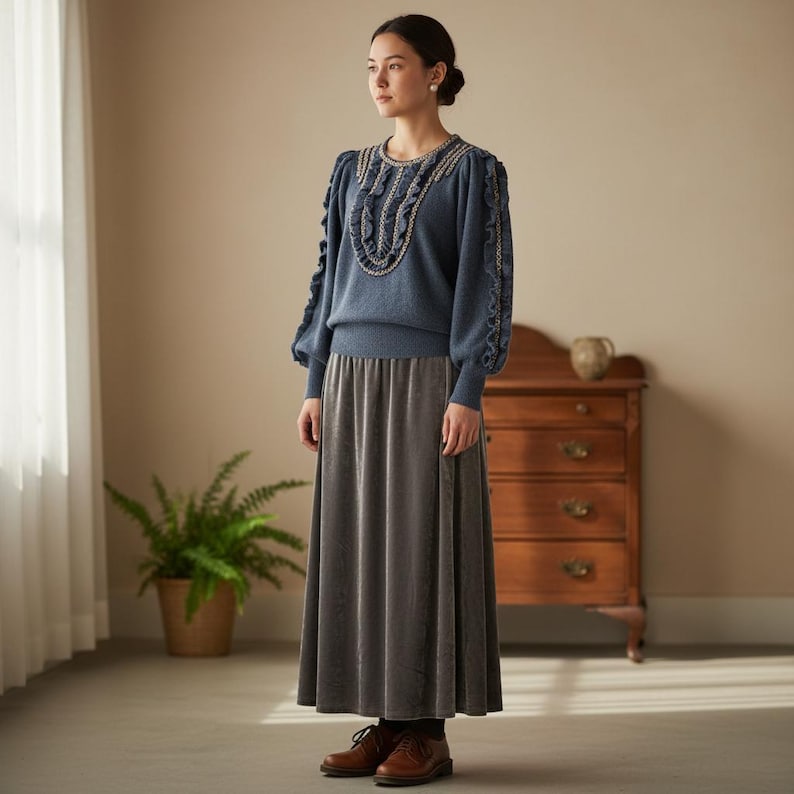 Vintage Rabbit Hair Knit Sweater | 90s Japanese Pearl Embellished Top ...