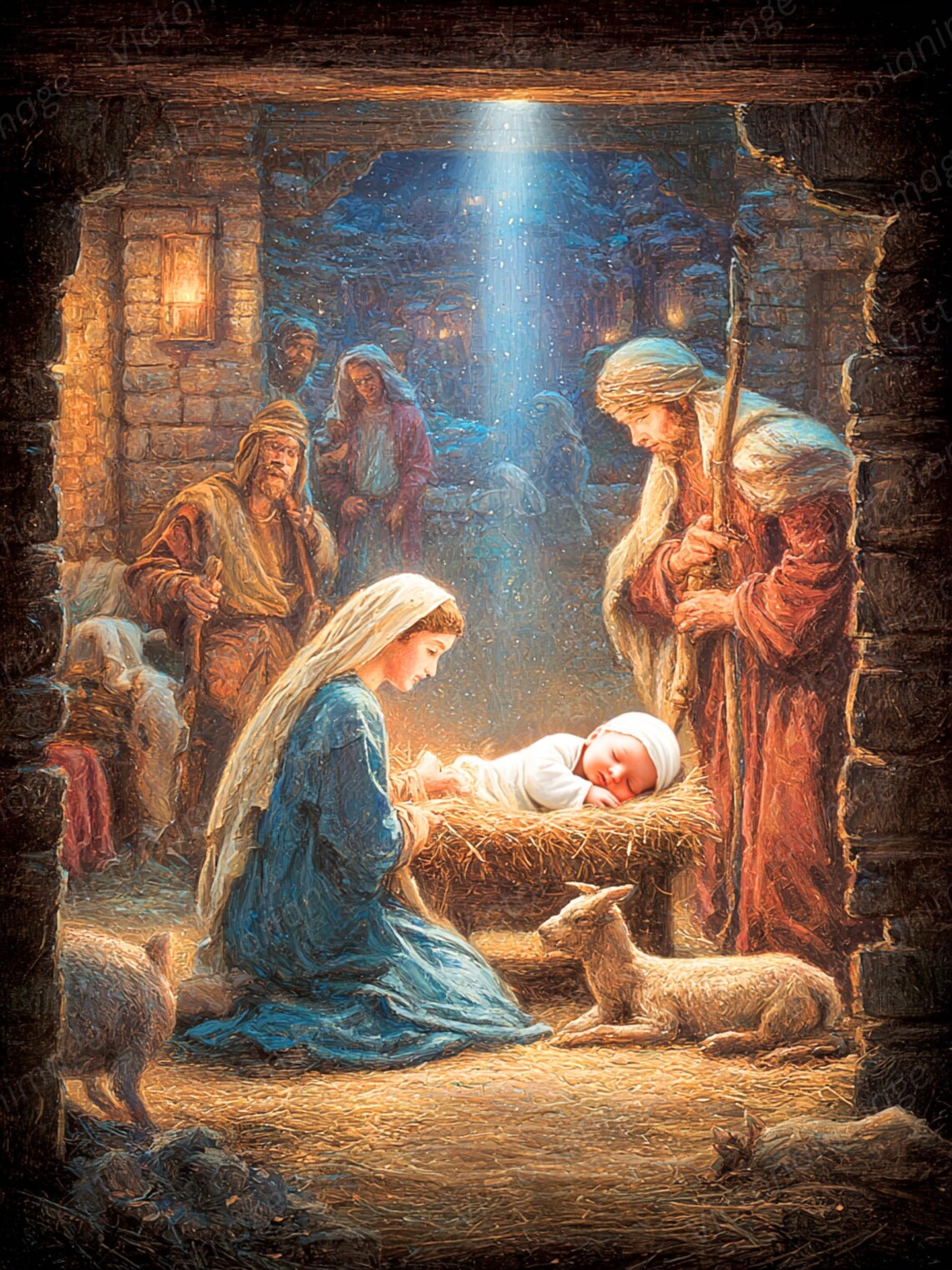 Nativity Scene Digital Postcards – Christian Christmas Clipart, 8.5×11 ...