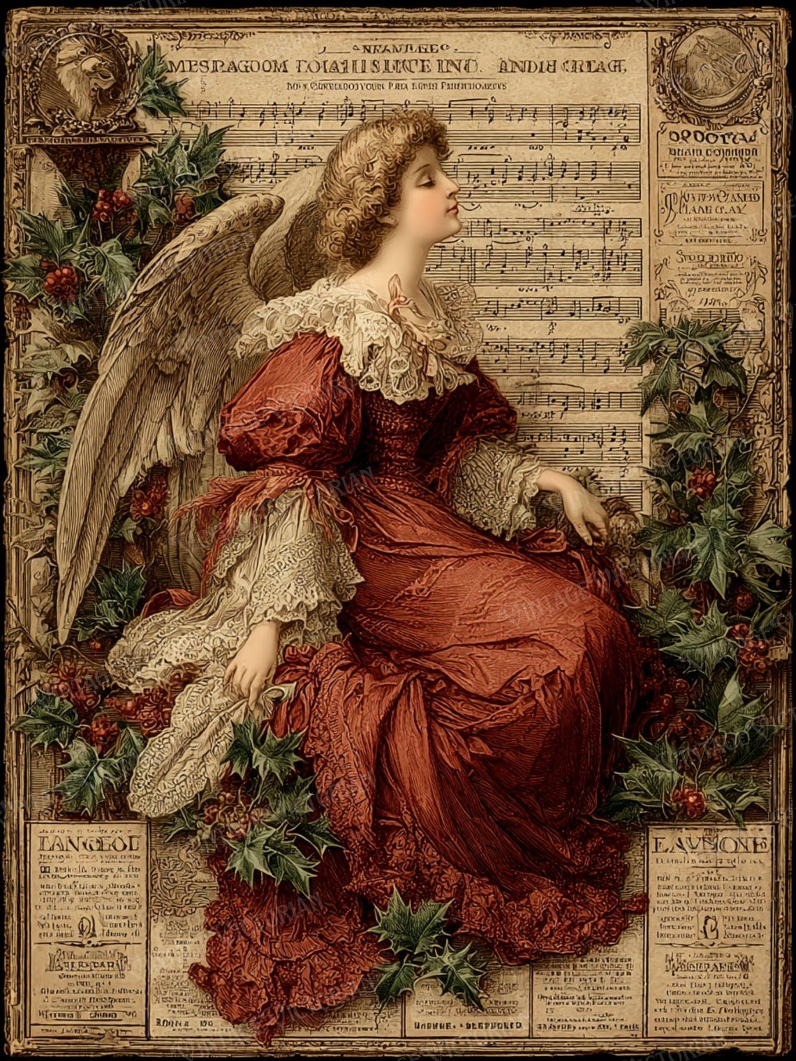 Vintage Angel With Musical Notes – Retro Spiritual Digital Postcards, 8 ...