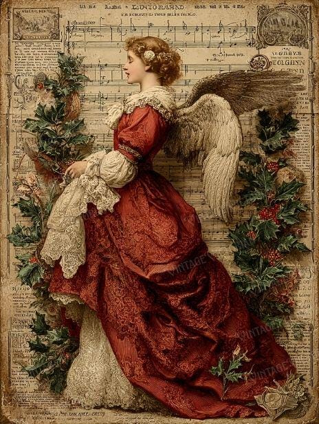 Vintage Angel With Musical Notes – Retro Spiritual Digital Postcards, 8 ...