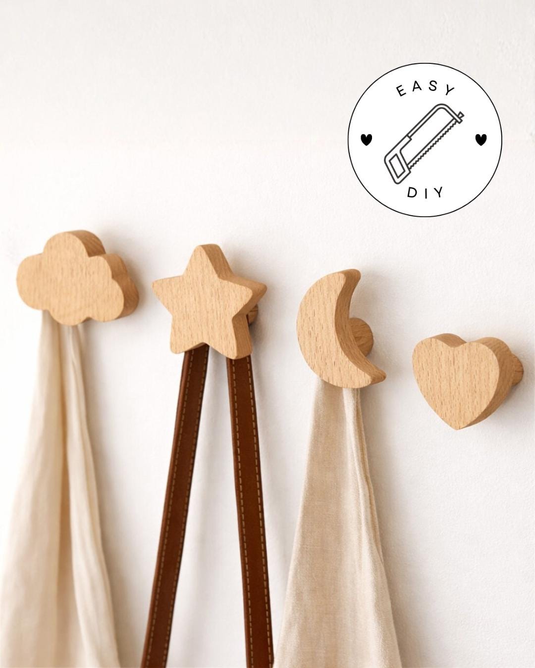 Easy Wood DIY: Wall Hooks and Furniture Handles Pattern for Children ...