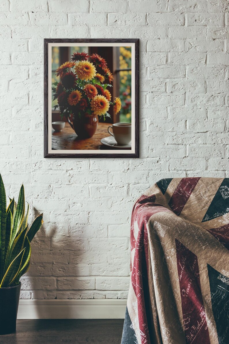 Autumn Chrysanthemums & Dahlias | Maple Leaves and Tea Scene | Cozy ...