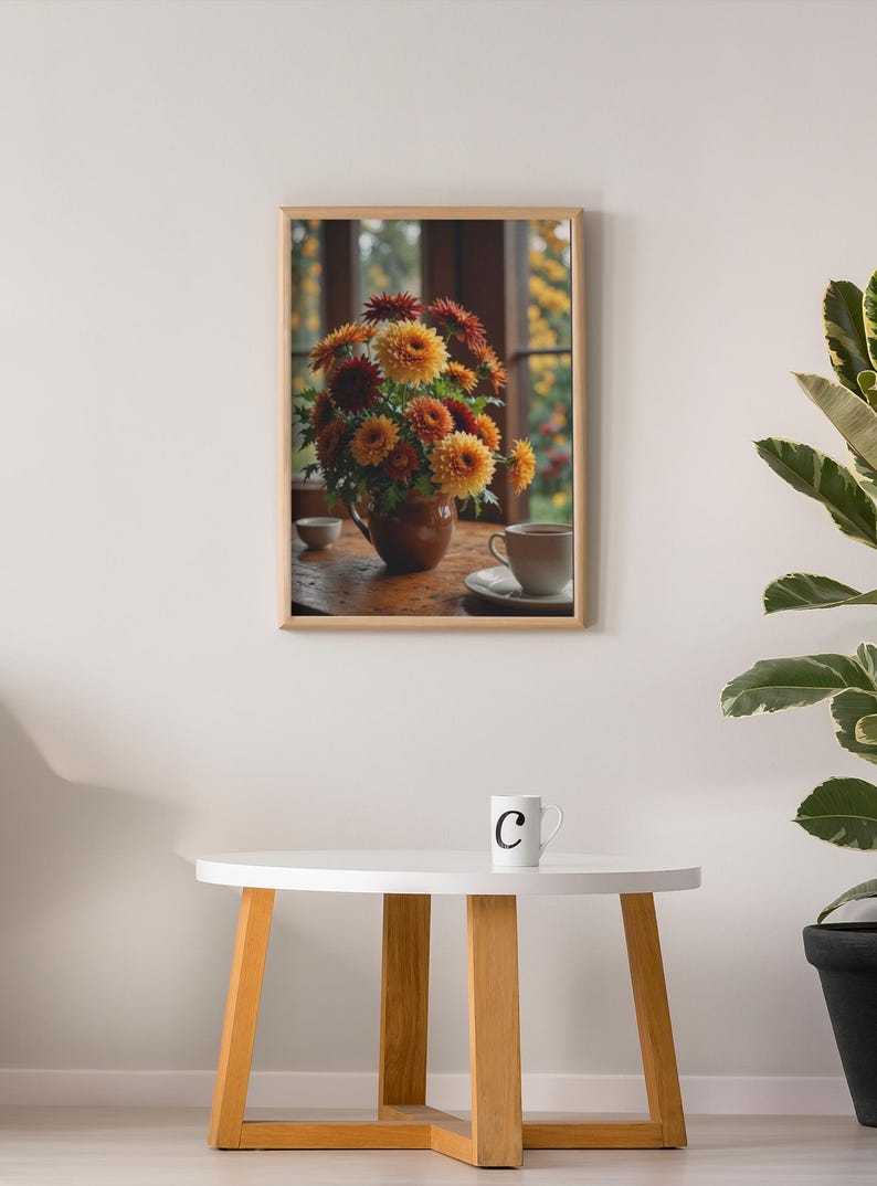 Autumn Chrysanthemums & Dahlias | Maple Leaves and Tea Scene | Cozy ...