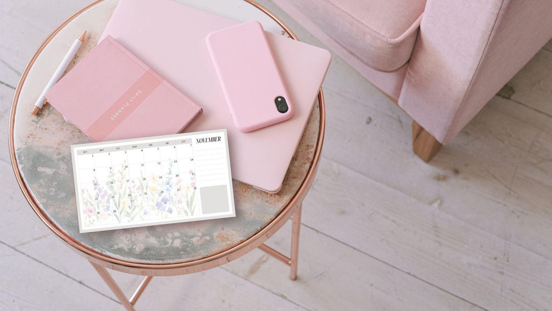 2026 Printable Monthly Calendar Floral Watercolor | Digital PDF Instant ...