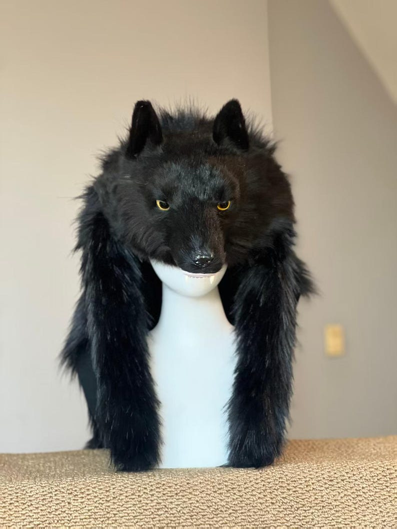 Furry Costume Headpiece, Handmade Wolf Cosplay Hat, Fursuit Half Face ...