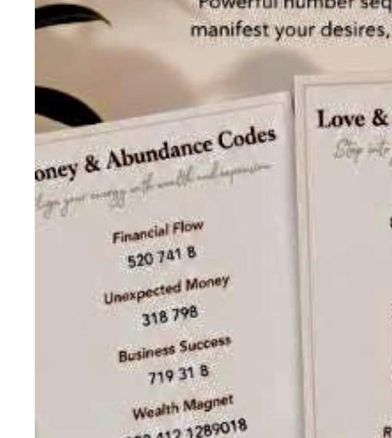 Grabovoi Numbers Cheat Sheet Bundle | Money, Love, Protection Codes ...