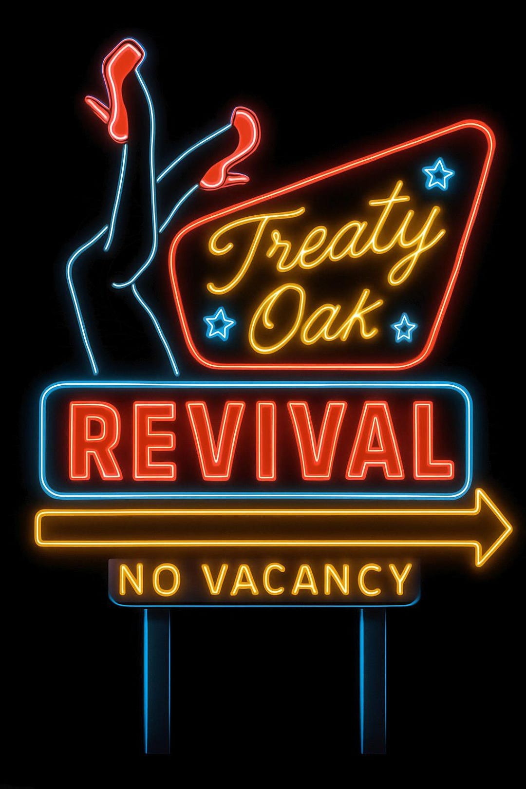 Treaty Oak Revival Neon Sign Poster PNG, Retro No Vacancy Sign, Country ...