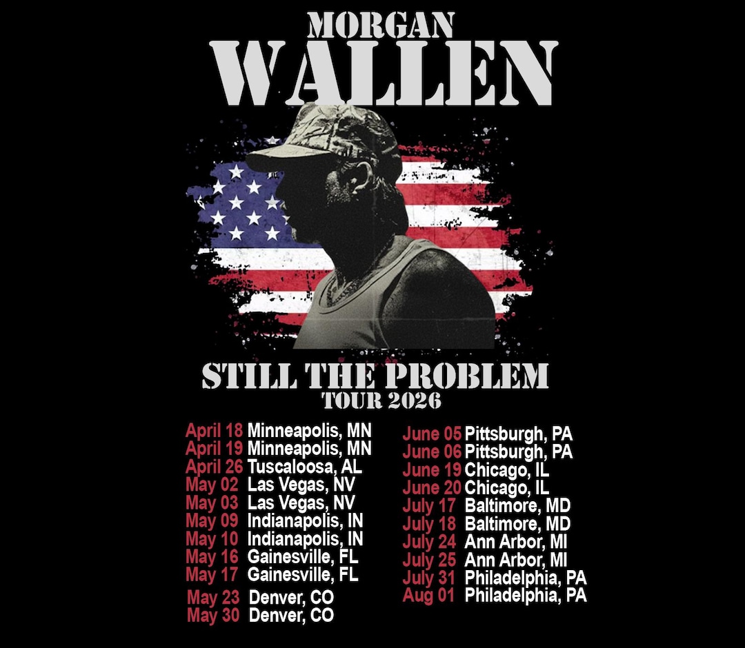 Morgan Wallen Still the Problem Tour 2026 Poster, Country Music Concert ...