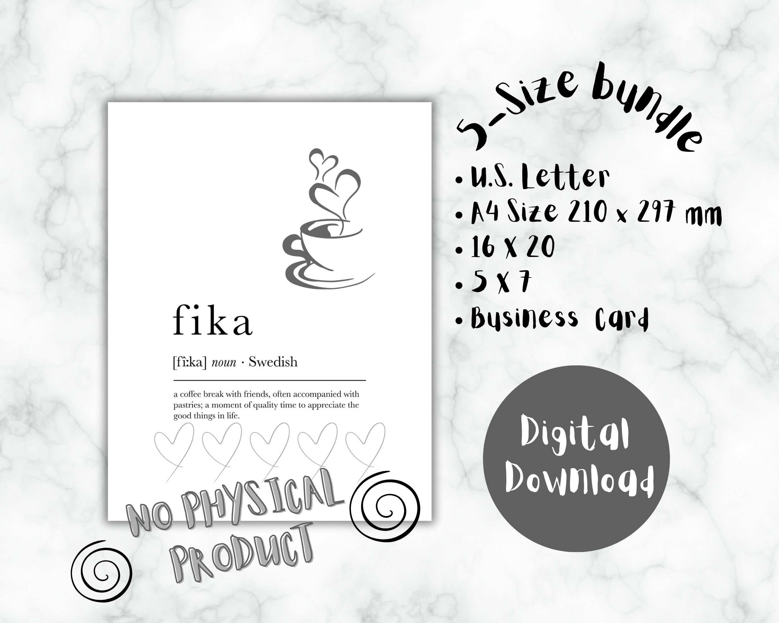 Fika Definition Print, Instant Printable, Scandinavian Print, Swedish ...