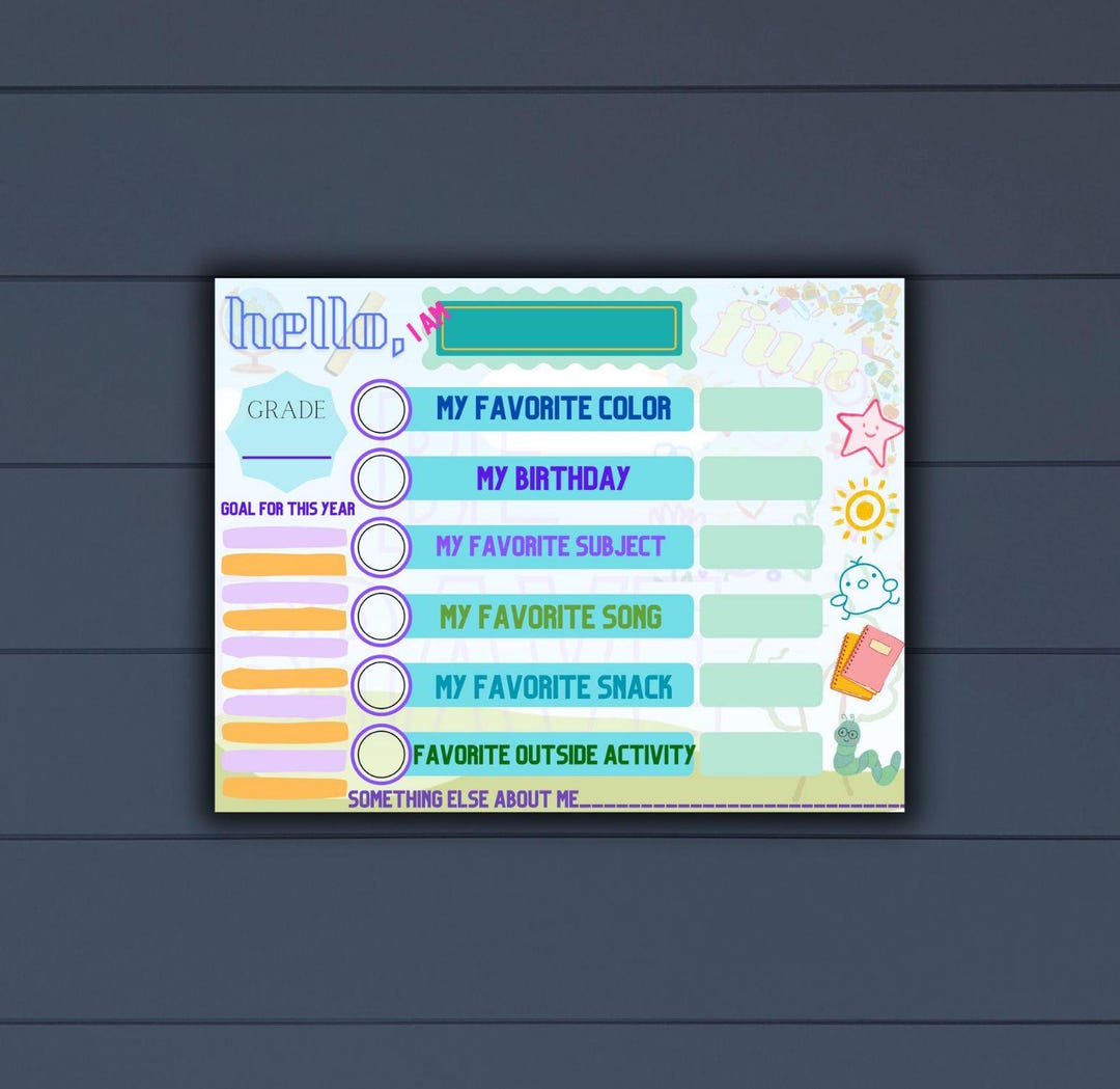 Back to School, Instant Printable, Student Information, Teacher ...