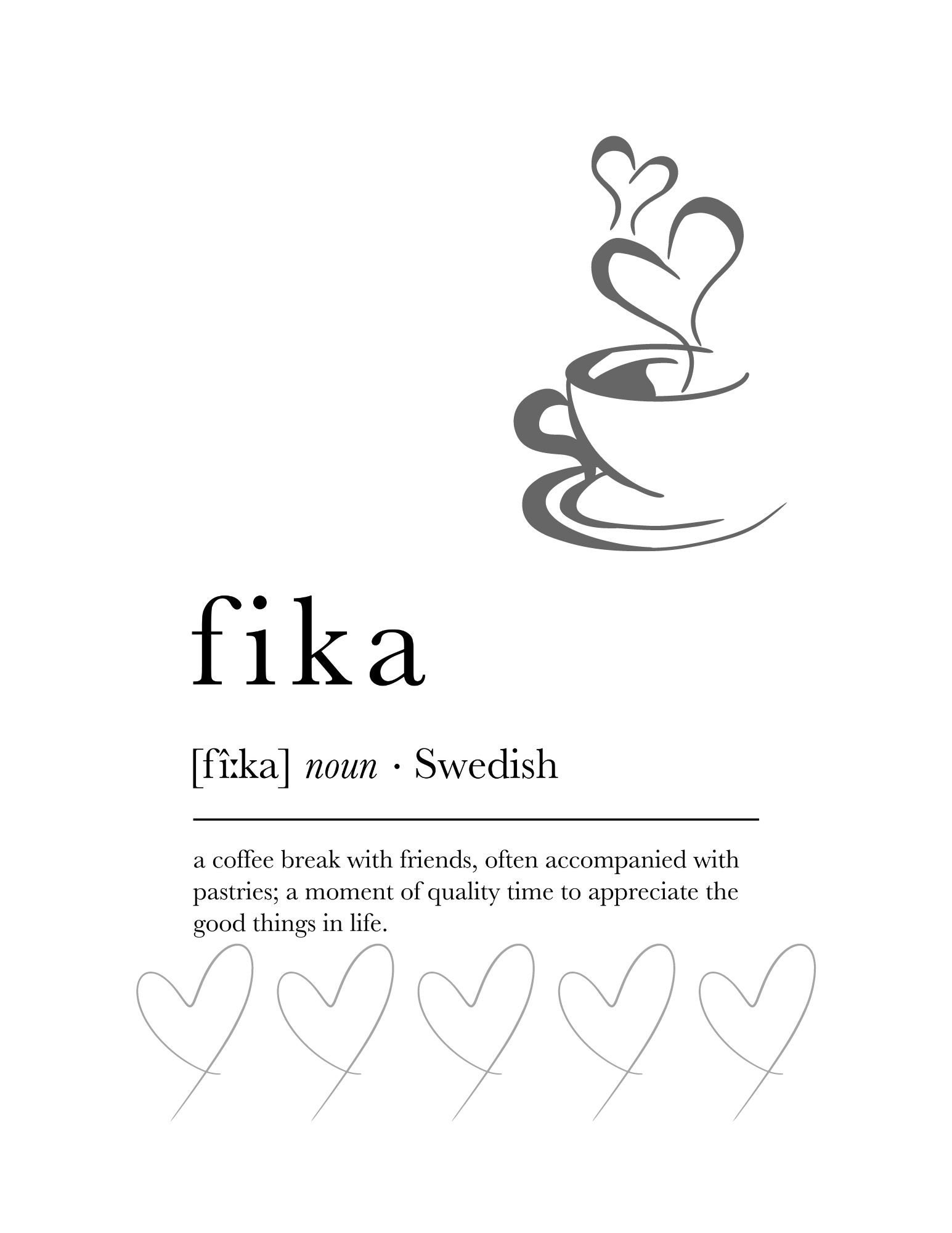 Fika Definition Print, Instant Printable, Scandinavian Print, Swedish ...