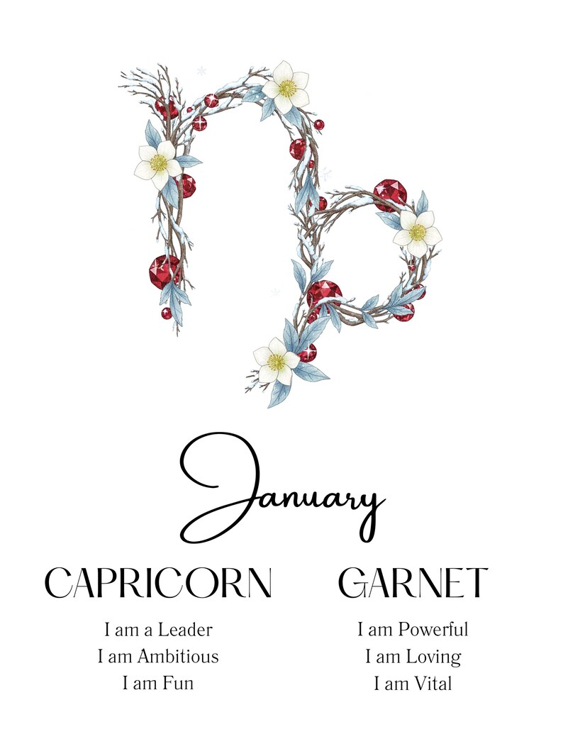 January Capricorn Birth Stone Affirmations Digital Downloads - Etsy
