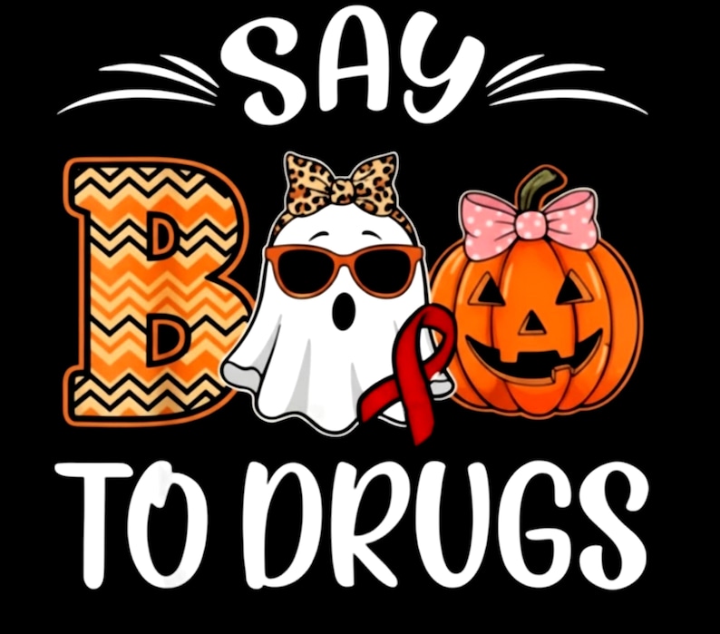 Say Boo to Drugs PNG | Cute Ghost and Pumpkin Halloween Design | Red ...