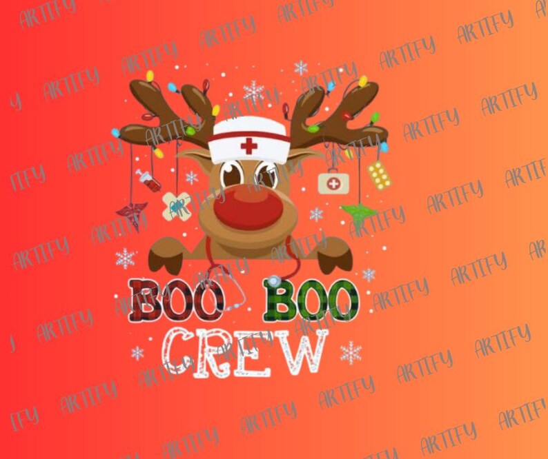 Boo Boo Crew Reindeer | Funny Nurse Christmas Design | Medical Holiday ...