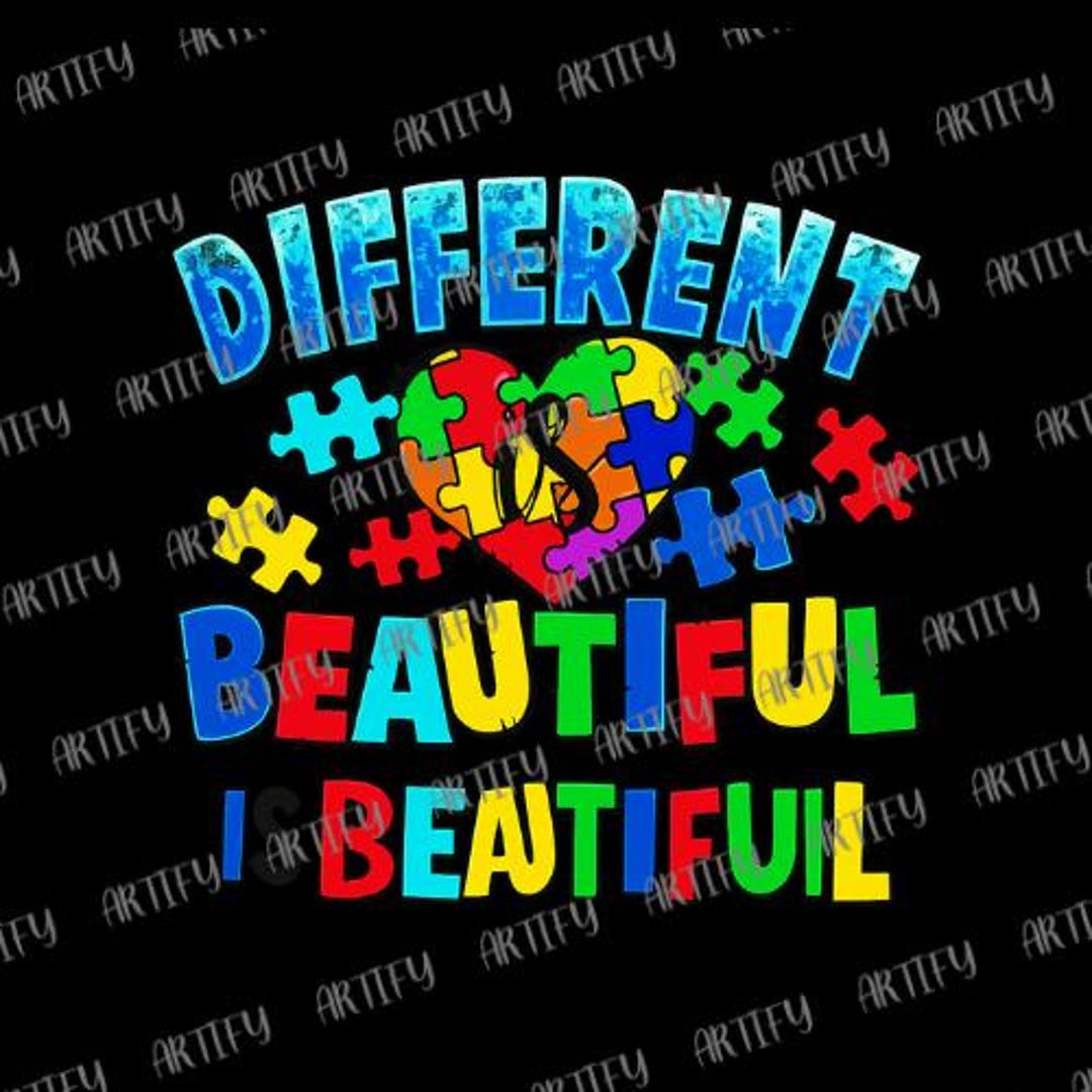 Different is Beautiful PNG | Autism Awareness Puzzle Heart Design ...