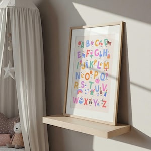 Cute Pastel Alphabet Poster for Educational Nursery & Playroom Decor - Etsy