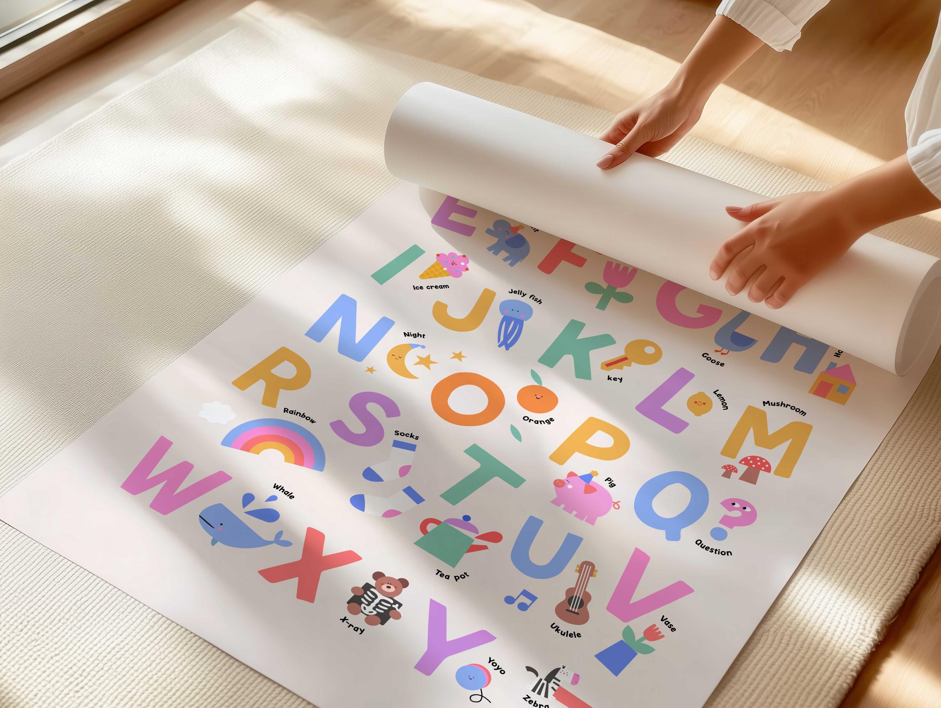 Cute Pastel Alphabet Poster for Educational Nursery & Playroom Decor - Etsy