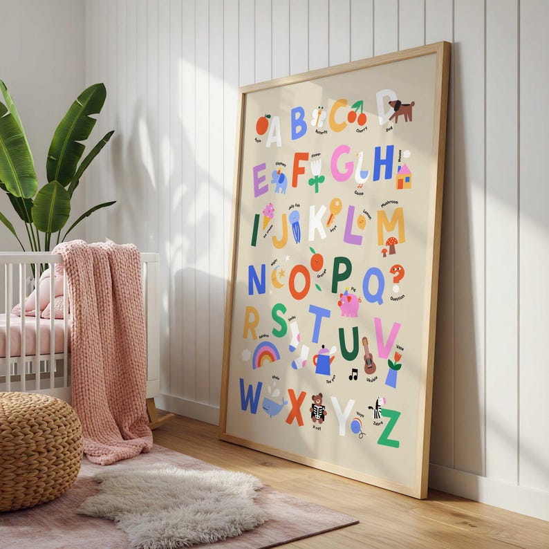Printable Alphabet Poster | Instant Download Nursery Wall Art ...