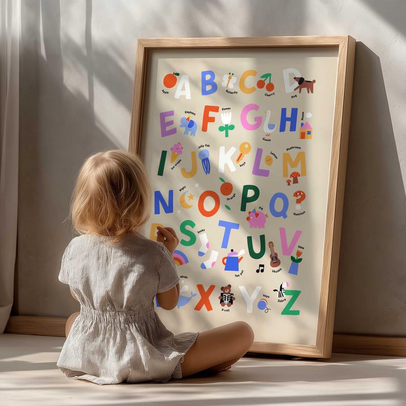 Printable Alphabet Poster | Instant Download Nursery Wall Art ...