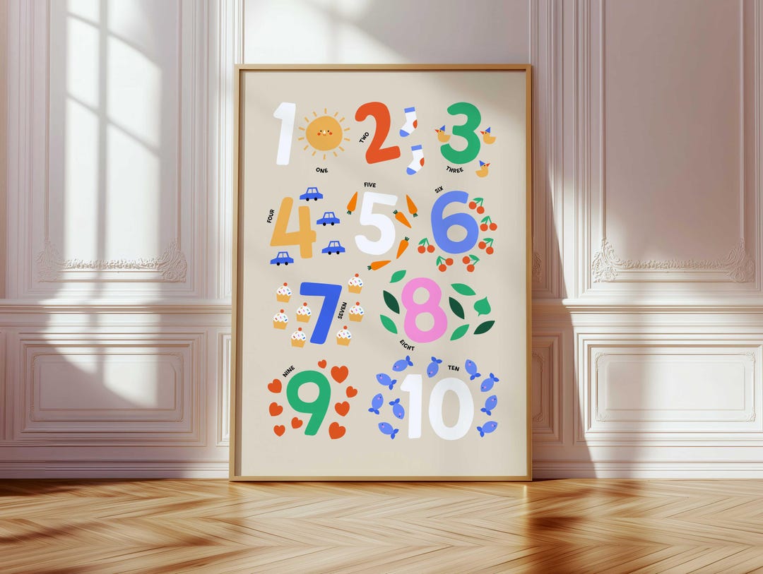 Vibrant Number Poster for Nursery Decor | Educational Number Print ...