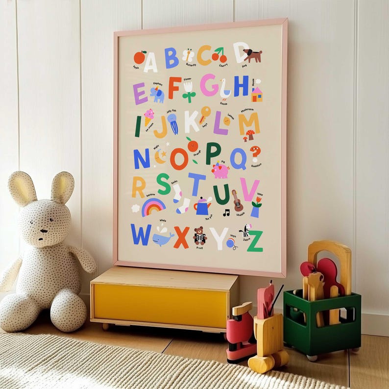 Printable Alphabet Poster | Instant Download Nursery Wall Art ...