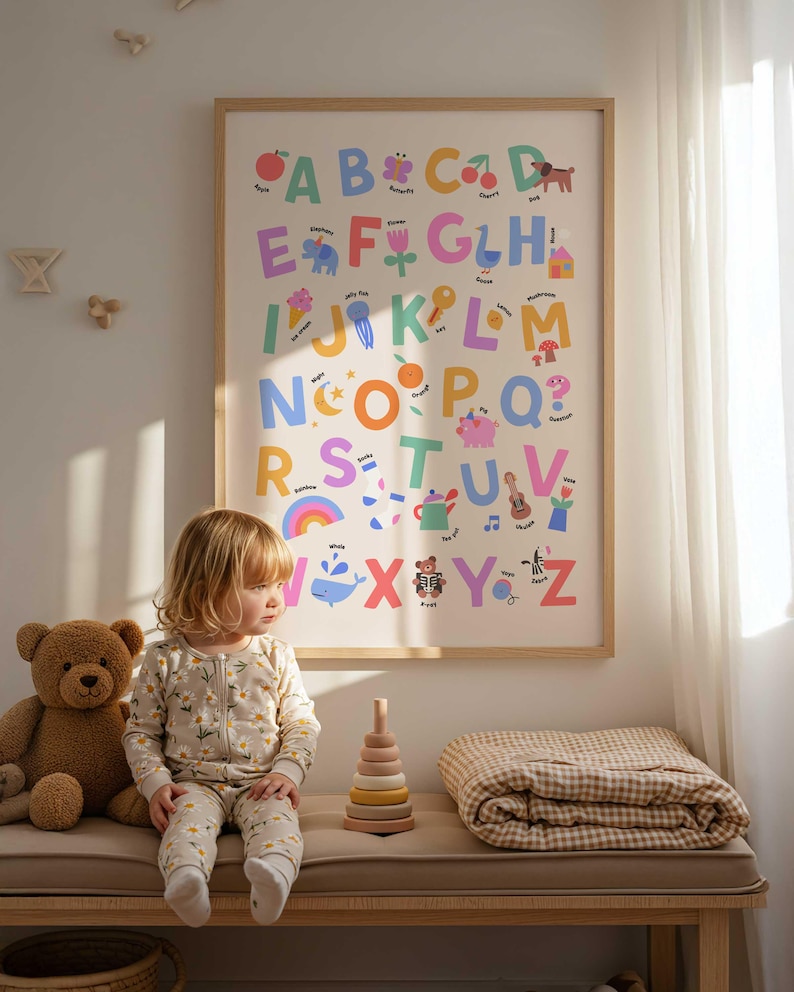 Cute Pastel Alphabet Poster for Educational Nursery & Playroom Decor - Etsy