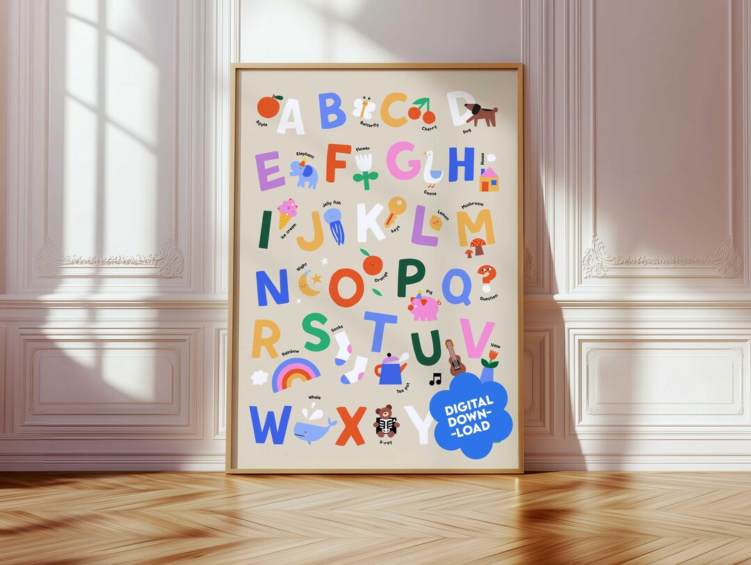 Printable Alphabet Poster | Instant Download Nursery Wall Art ...