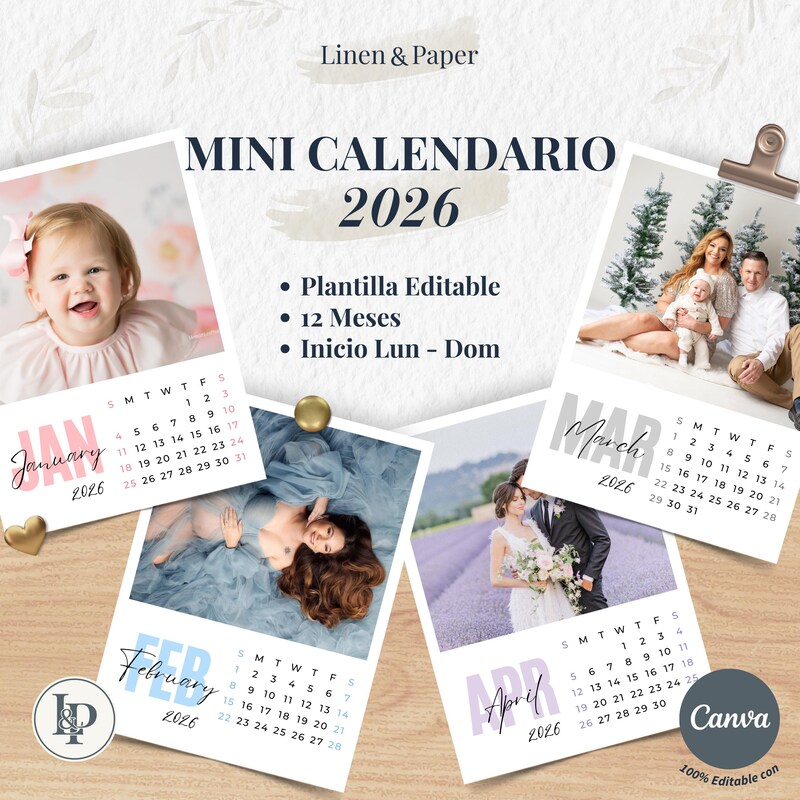Calendario 2026 Plantilla - Etsy