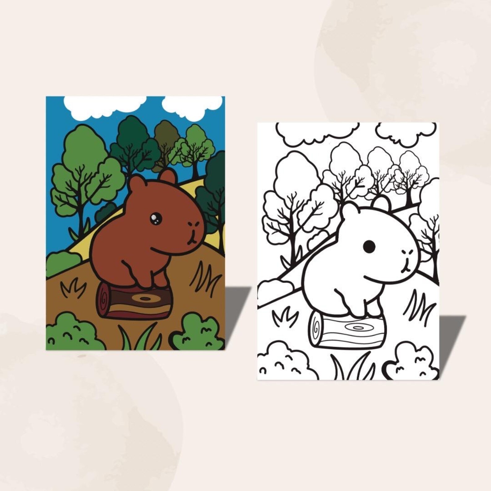 Capybara Coloring Pages | 7 Printable Animal Sheets (digital Download ...