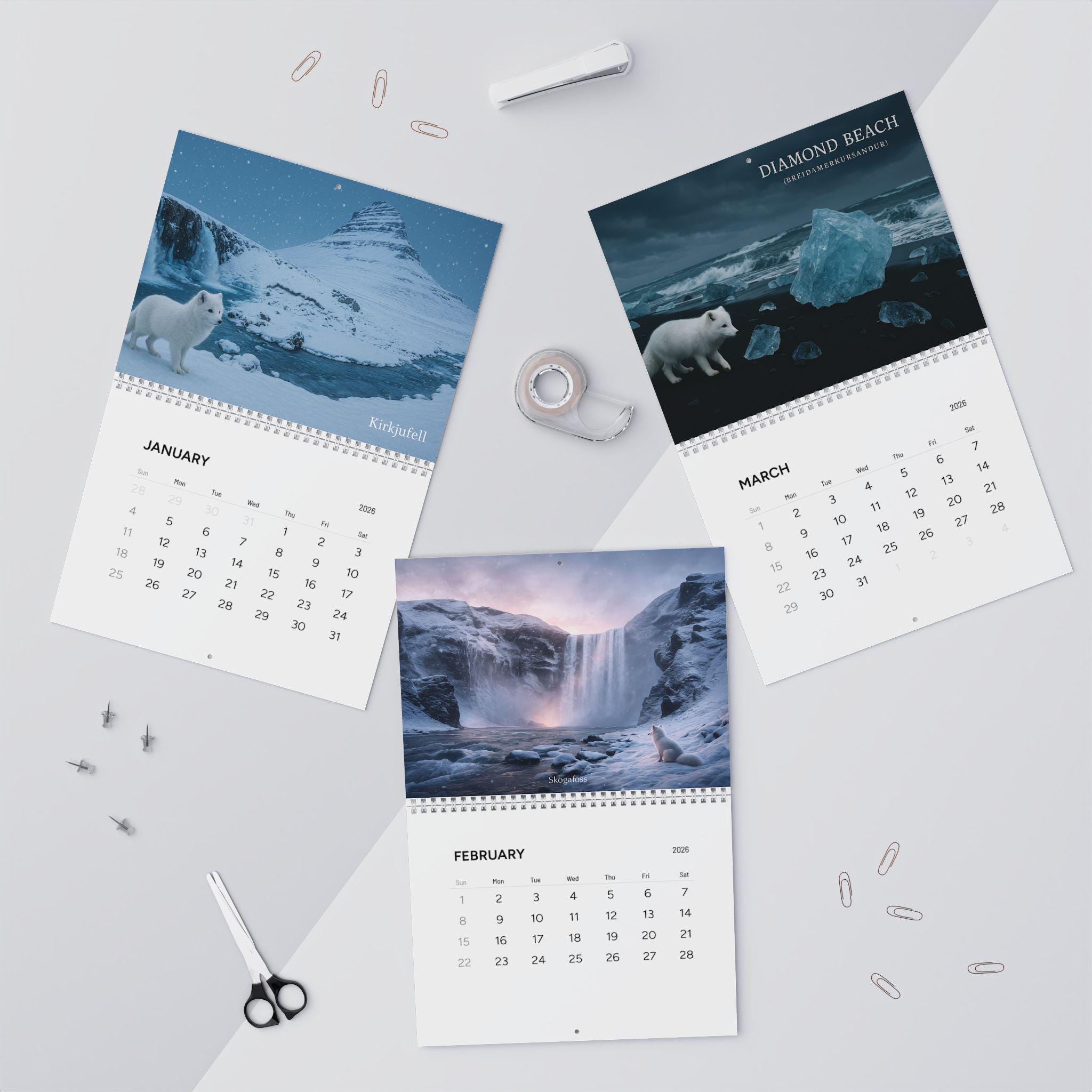 Arctic Fox Visiting Iceland Wall Calendar 2026 - Etsy