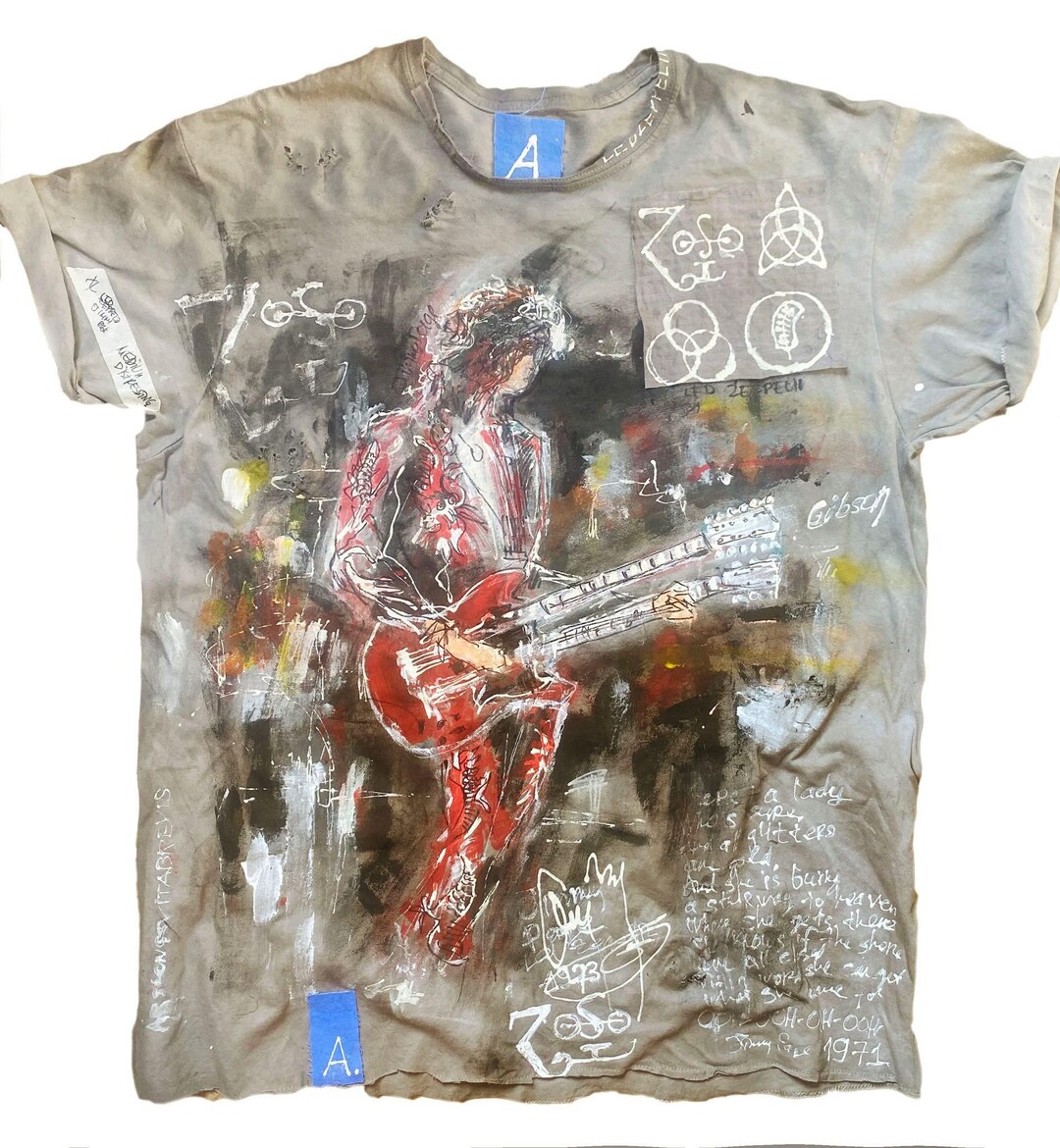 Unique Led Zeppelin Gift: Custom T-shirt Signed by the Artist - Etsy