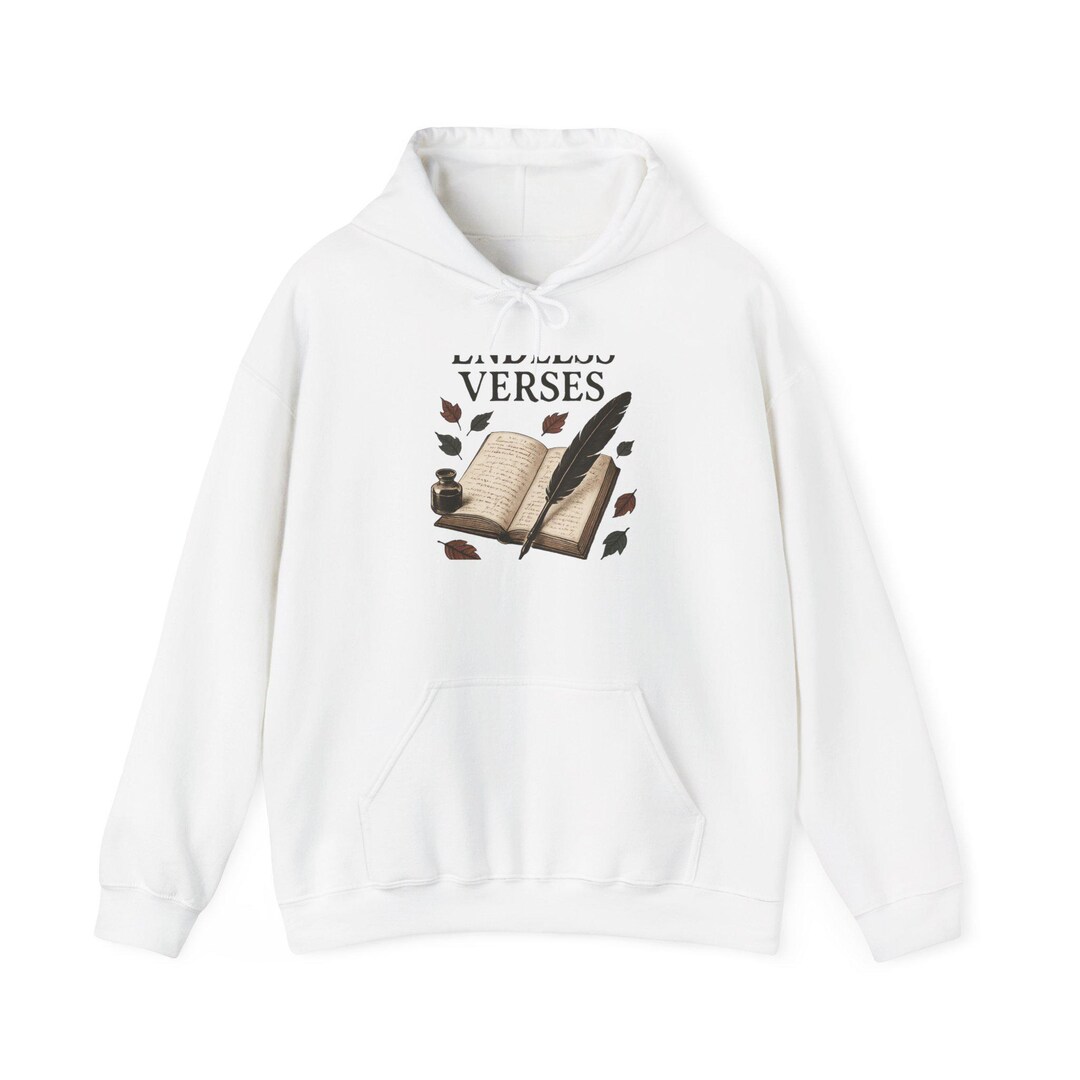 Autumn Verses Hoodie | Open Book, Quill Feather, Falling Leaves - Etsy