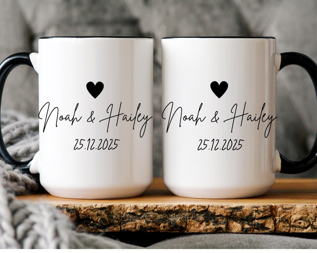 Personalized Couple Mug Set With Names and Date, Custom His and Hers ...