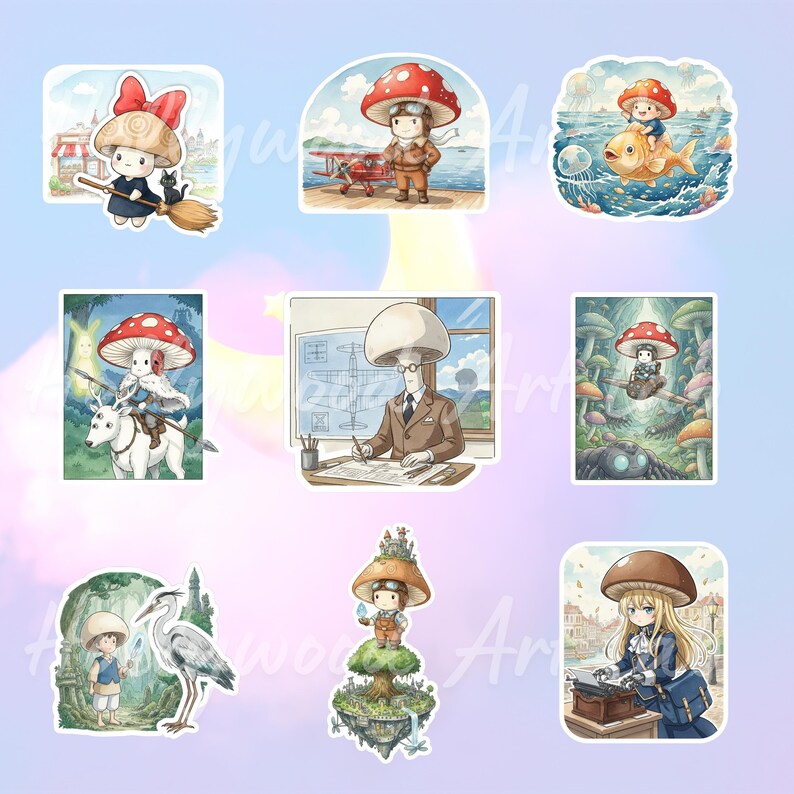 Anime Mushrooms Sticker Pack | 27 PNG Stickers | Naruto, Ghibli, Demon ...