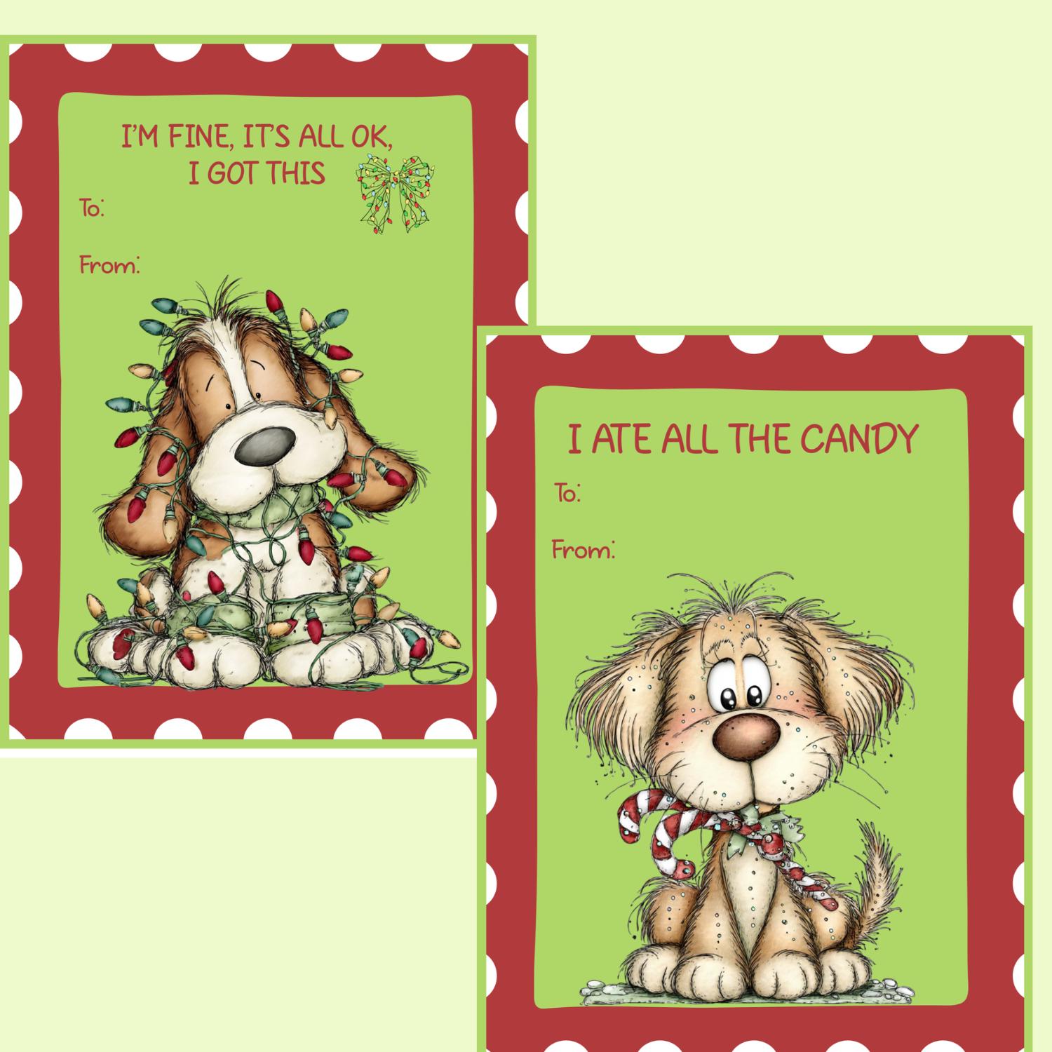 Printable Christmas Gift Tags - Cats & Dogs. Digital Files. Print Your ...