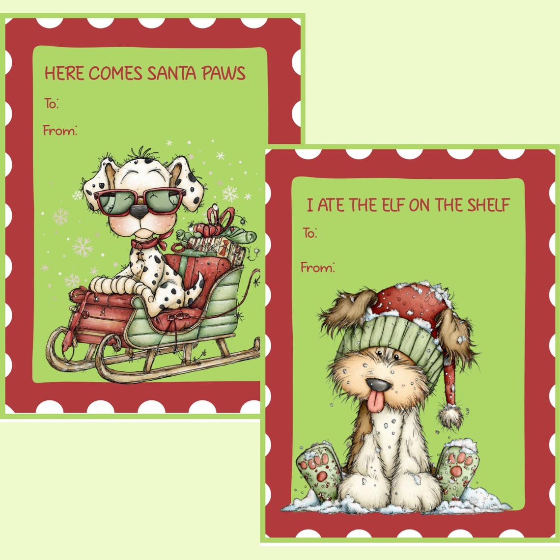 Printable Christmas Gift Tags - Cats & Dogs. Digital Files. Print Your ...