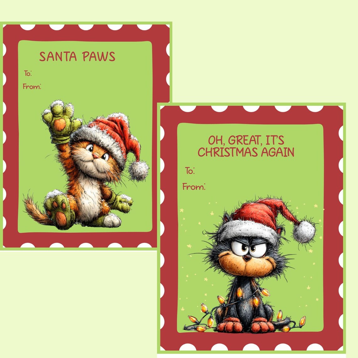 Printable Christmas Gift Tags - Cats & Dogs. Digital Files. Print Your ...