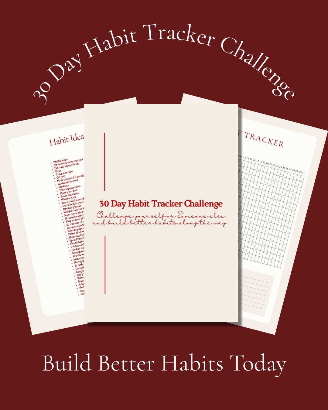 30 Day Habit Tracker Printable | Habit Tracker Challenge | Daily ...