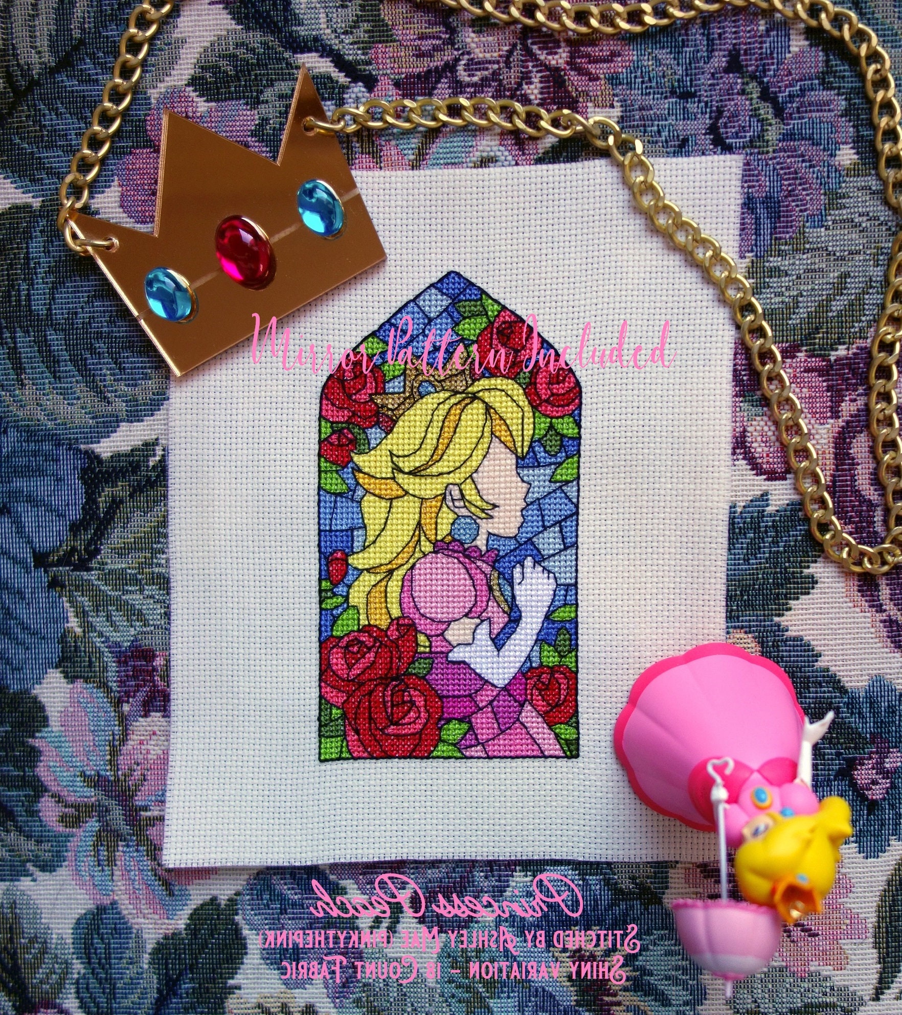 XSTITCH PATTERN Princess Peach Toadstool Stained Glass Window, With ...