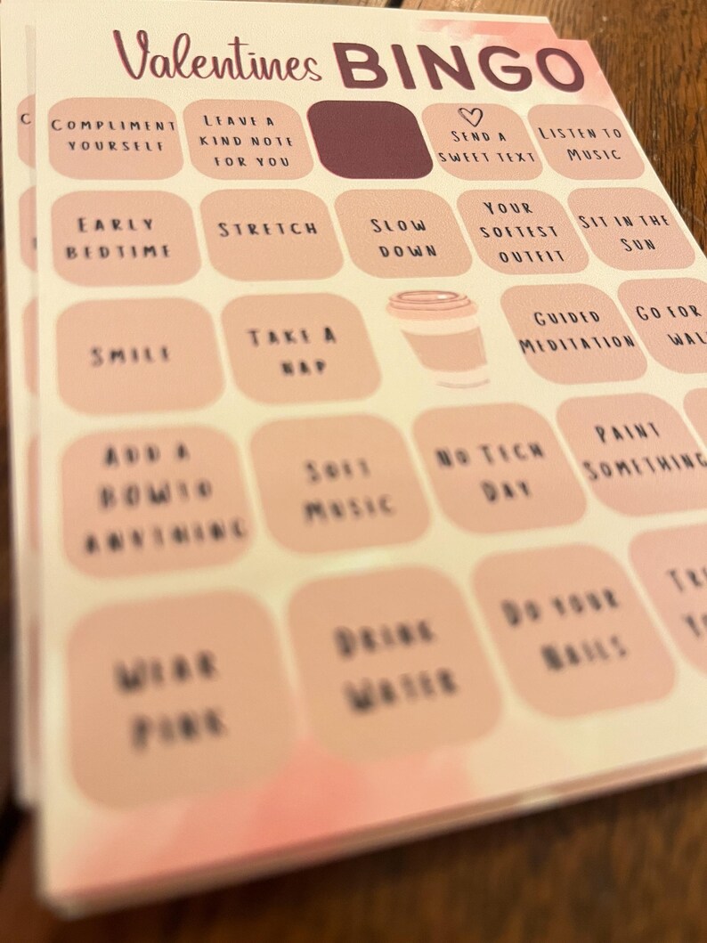 Valentine's Self-care Bingo Cards • Set of 4, Printed - Etsy
