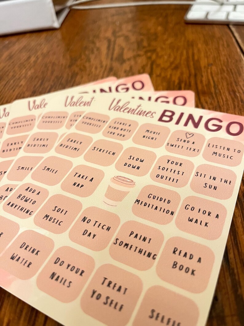 Valentine's Self-care Bingo Cards • Set of 4, Printed - Etsy