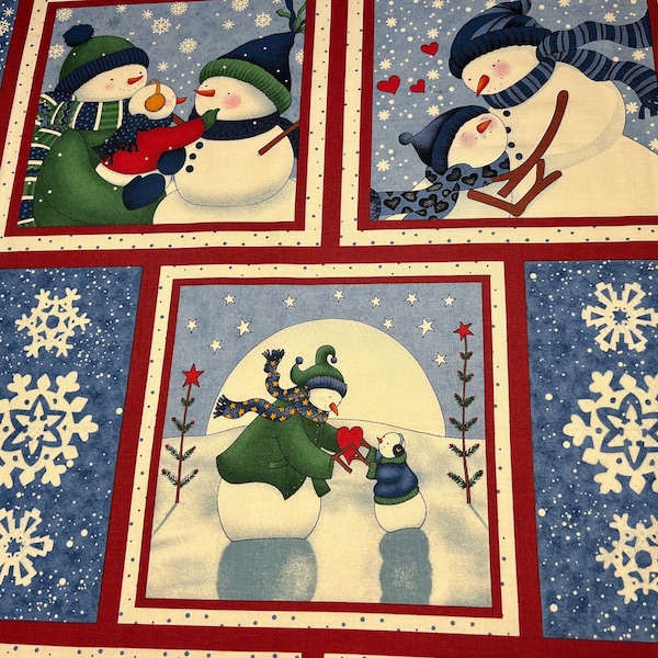 Snowmen Fabric Panel - Etsy