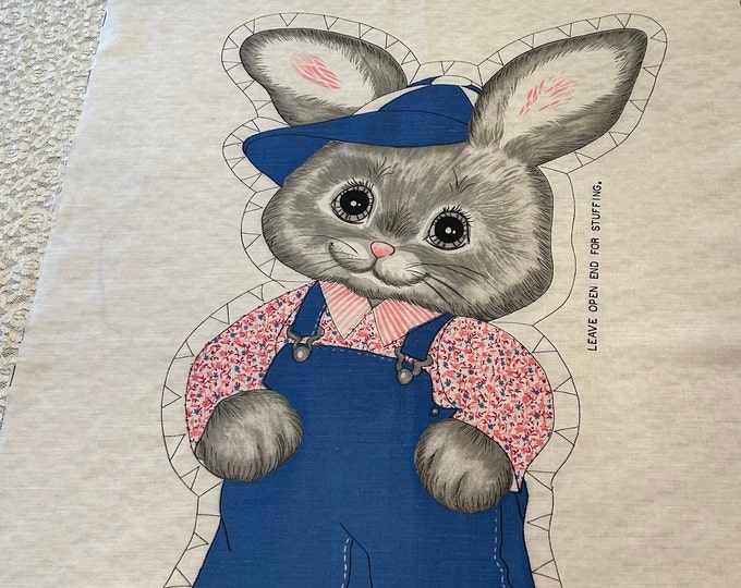 Vintage Cut and Sew Bunny / Rabbit Fabric Panel, 18 Tall, Cut and Sew ...