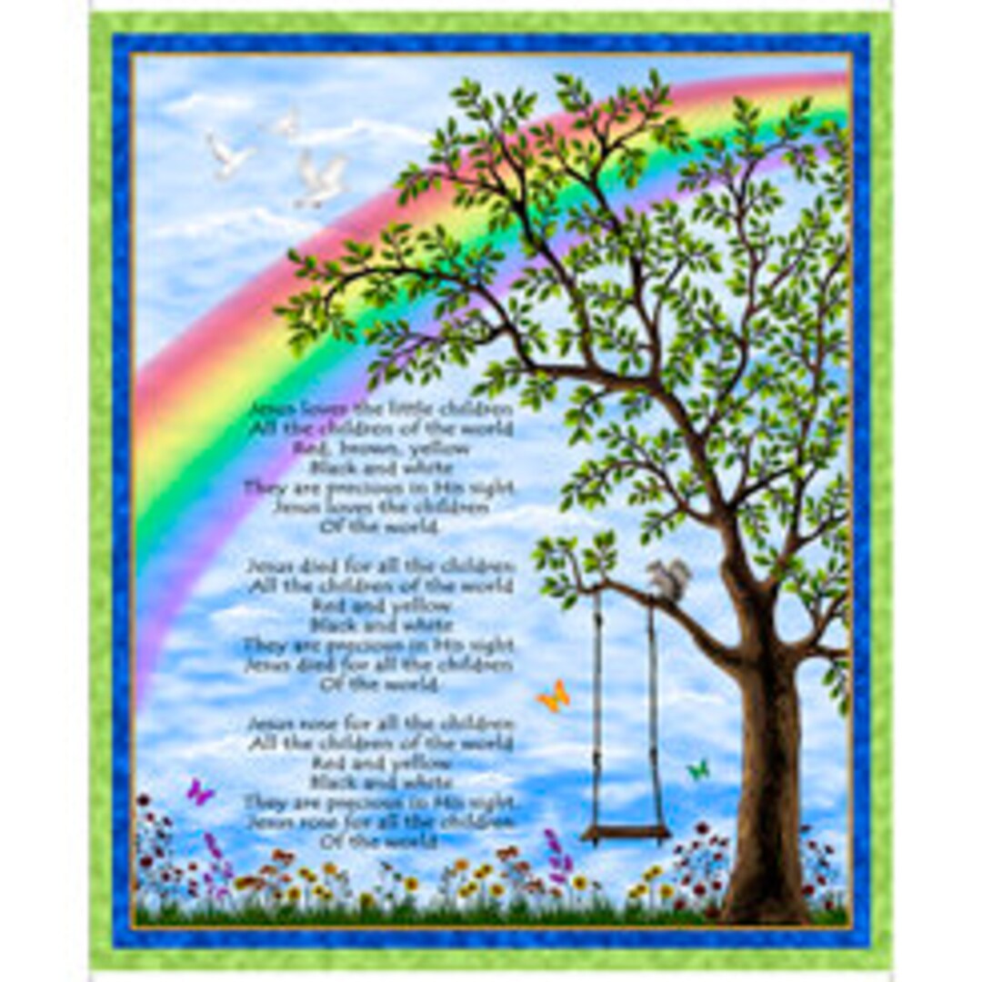 Cotton Fabric Panel "jesus Loves the Little Children" by Cindy Sepp for ...